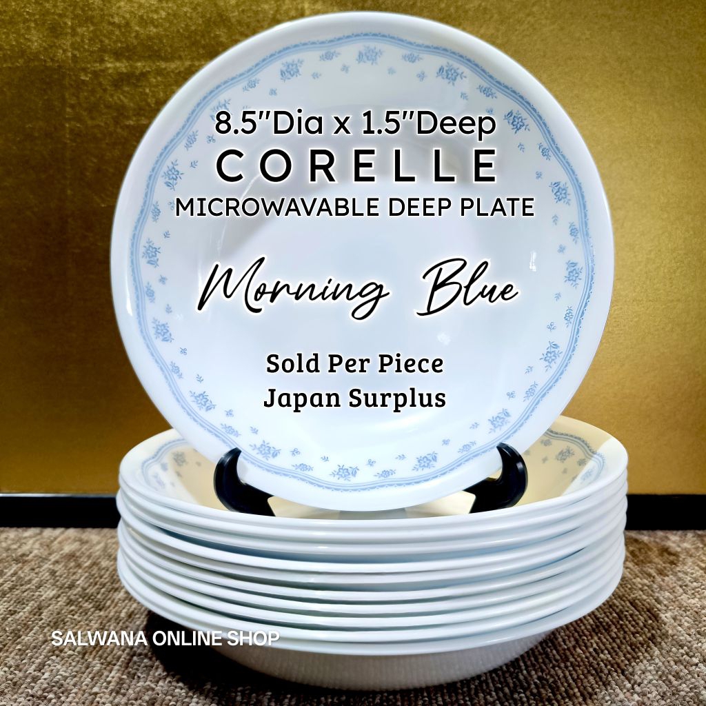 8.5" CORELLE USA MORNING BLUE MICROWAVABLE DEEP PLATE • Sold per pc ...