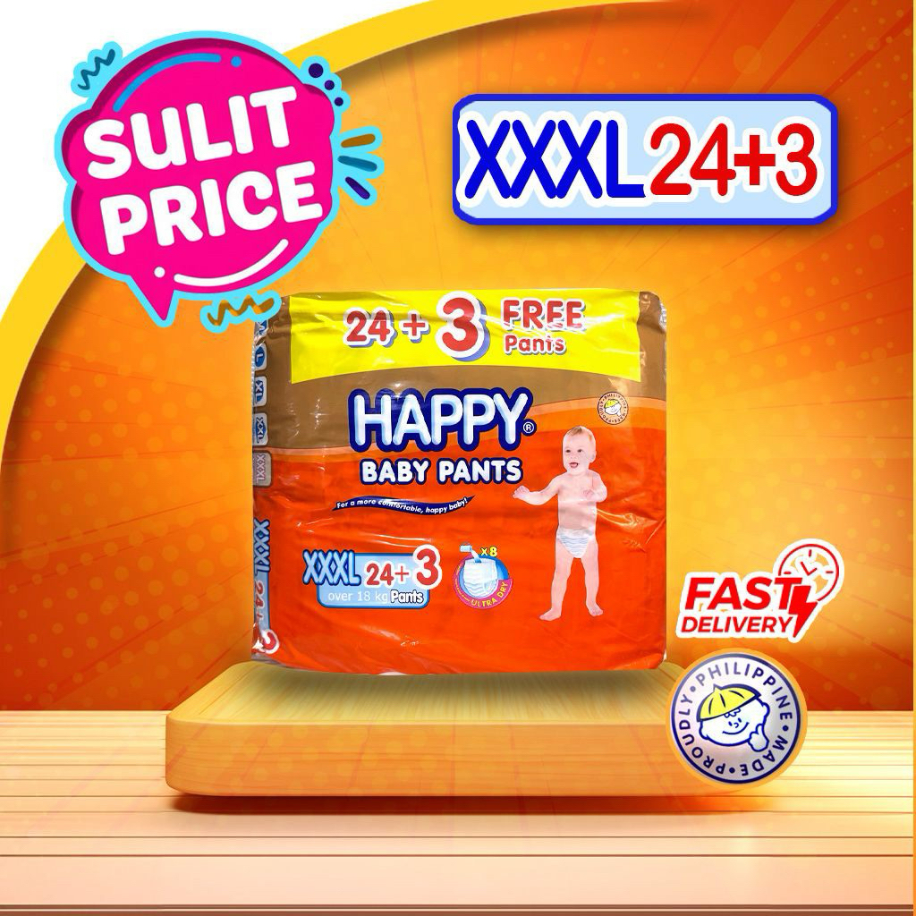 Happy Baby Pants Diapers XXXL Branded 24’s (+3 free) | Shopee Philippines