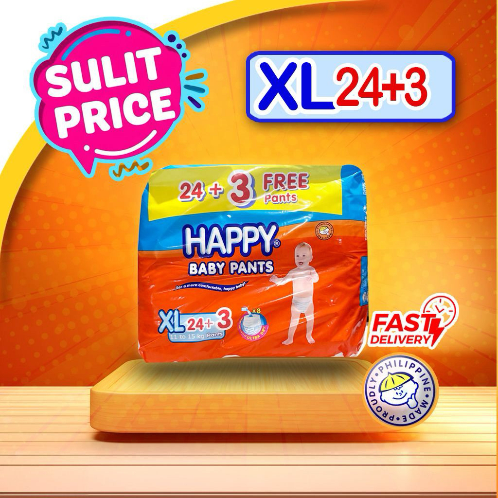 Happy Baby Pants Diapers XL 24’s (+3 free) | Shopee Philippines
