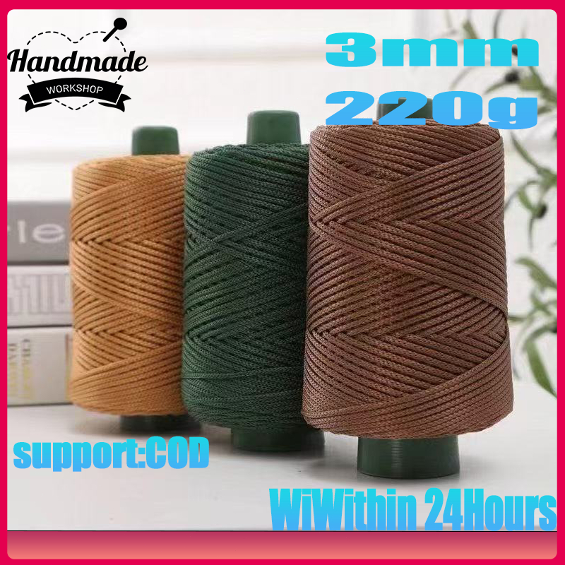 Yarn 3mm Polypropylene Nylon Tiny Cord 220g Beginners Crochet Yarn Ice Rope DIY Bags Crochet ...