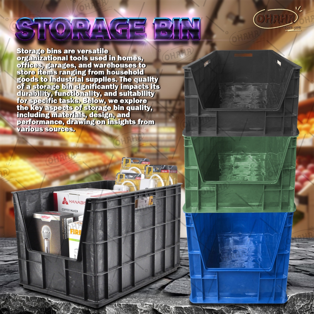 OHAHA PLASTIC OPEN CRATES ORGANIZER STACKABLE BASKET PLASTIC STORAGE ...