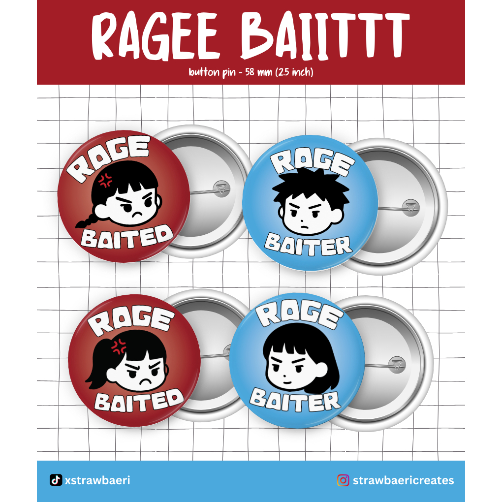 RAGEE BAIITTT Button Pins by baeri creates | Shopee Philippines