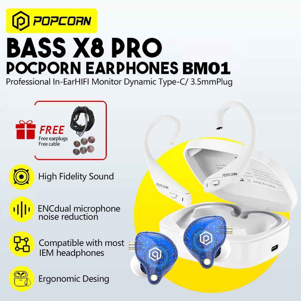 POPCORN BASS X8 Pro+BM01 Wired noise-cancel headphones-Bluetooth 5.3 ...