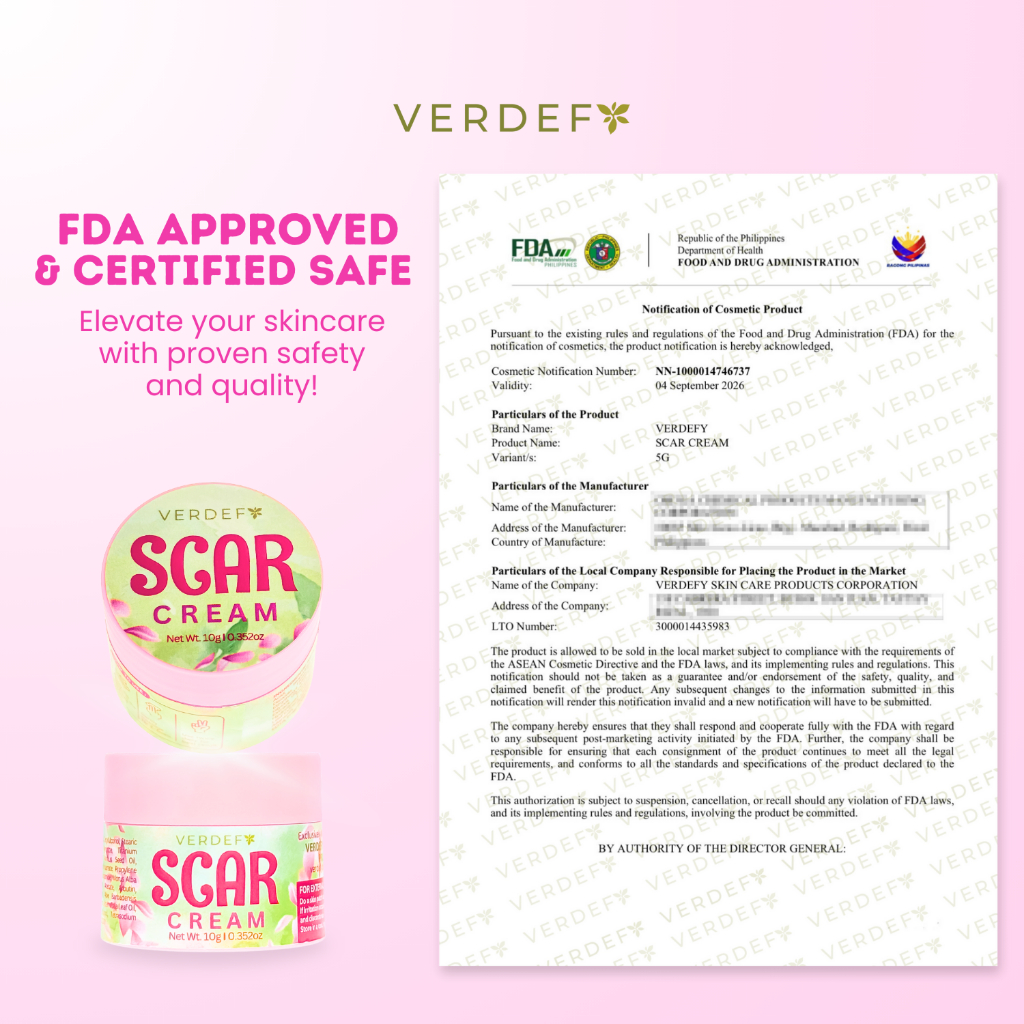 [FDA Approved] VERDEFY Scar Cream 10g - Helps lighten Old & New Peklat ...