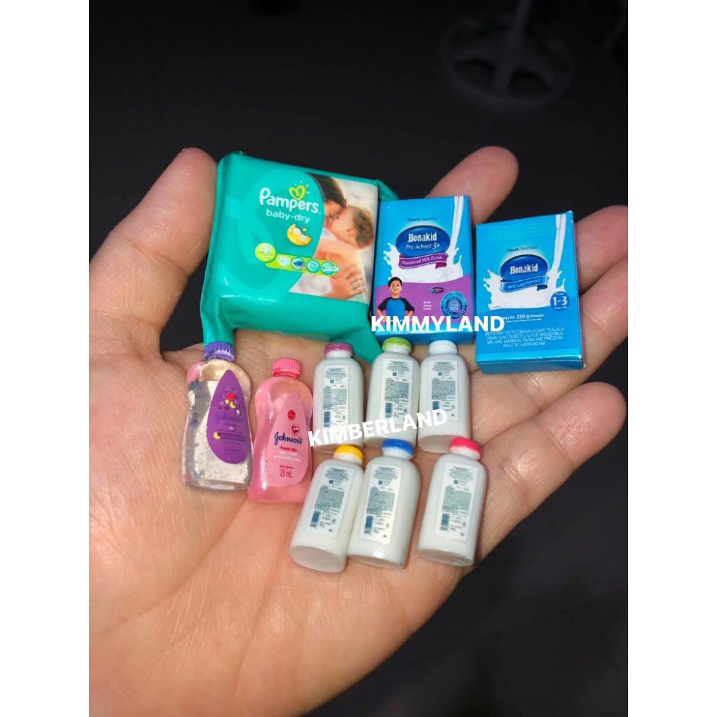 miniature diaper baby powder cologne oil food for your doll,dollhouse ...