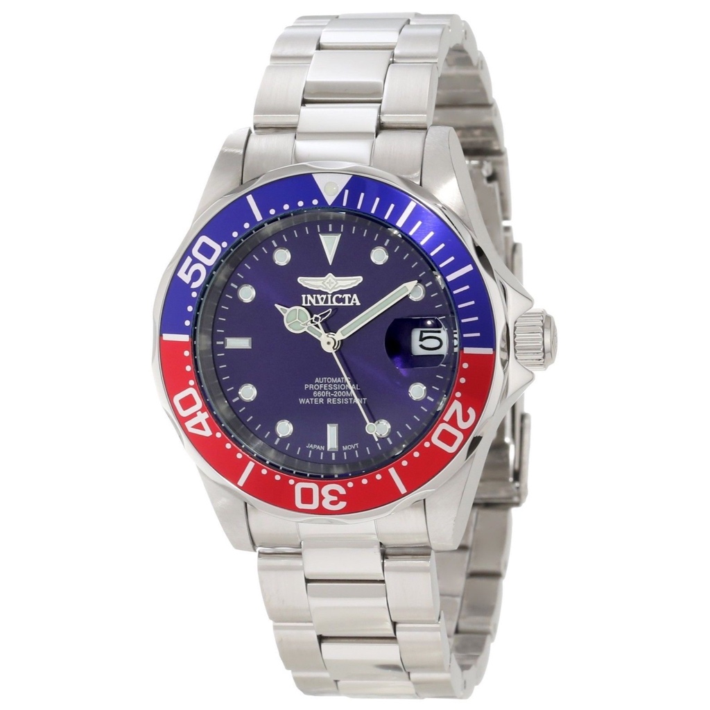 Original Invicta Men's Pro Diver Automatic 40mm Blue Dial Silver Band ...