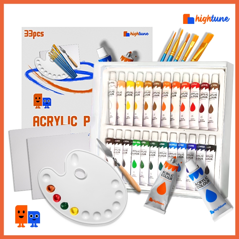 Hightune 12/24 Colors Acrylic Paint Set/Oil Paint Set with Painting ...