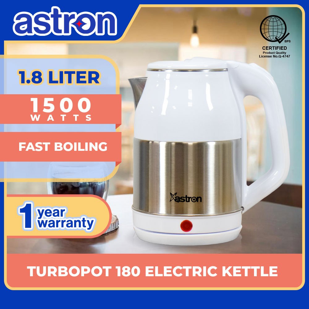 Astron TURBOPOT 180 Electric Kettle - 1.8L | Overheat Protection | Fast ...