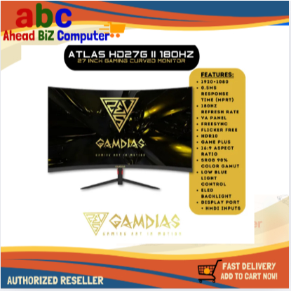 Gamdias Atlas HD27G II - 27" FHD(1920x1080) / 180Hz / VA / 0.5ms(MPRT ...