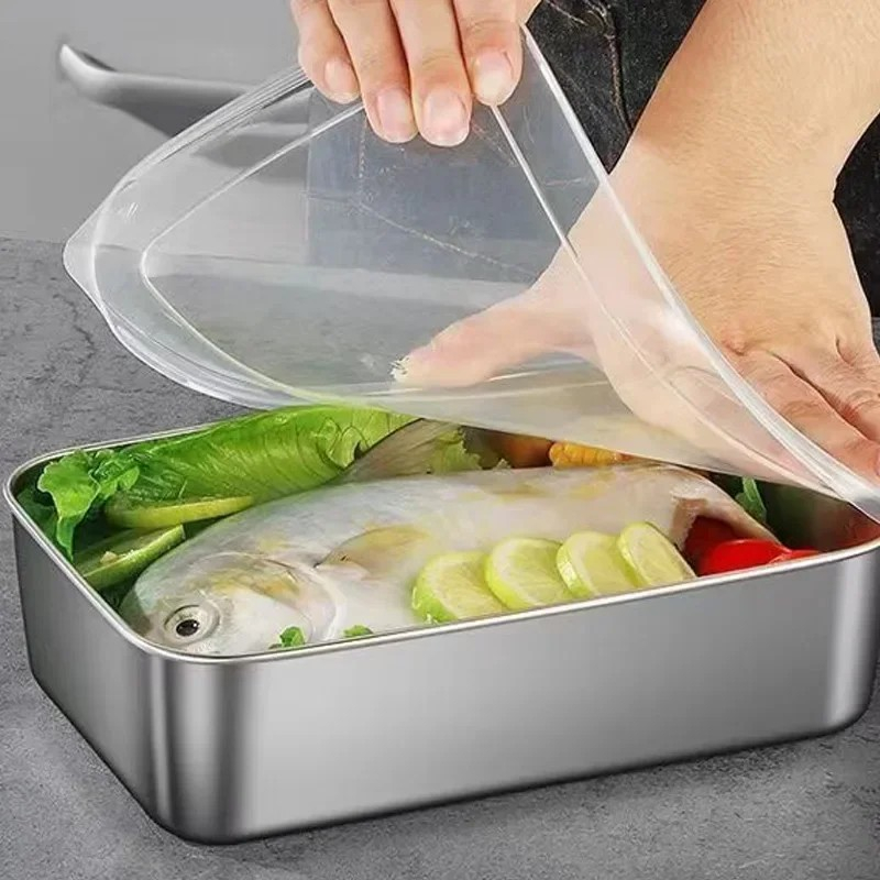 Durable 304 Stainless Steel Lidded Food Storage Container baking pan ...