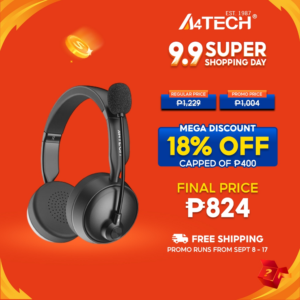 A4Tech BH230 Black/White Bluetooth v5.3 Advanced Noise Cancelling ...