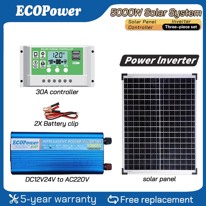 Solar System Inverter DC 12V24V to AC 220V Solar Panel and 30A ...