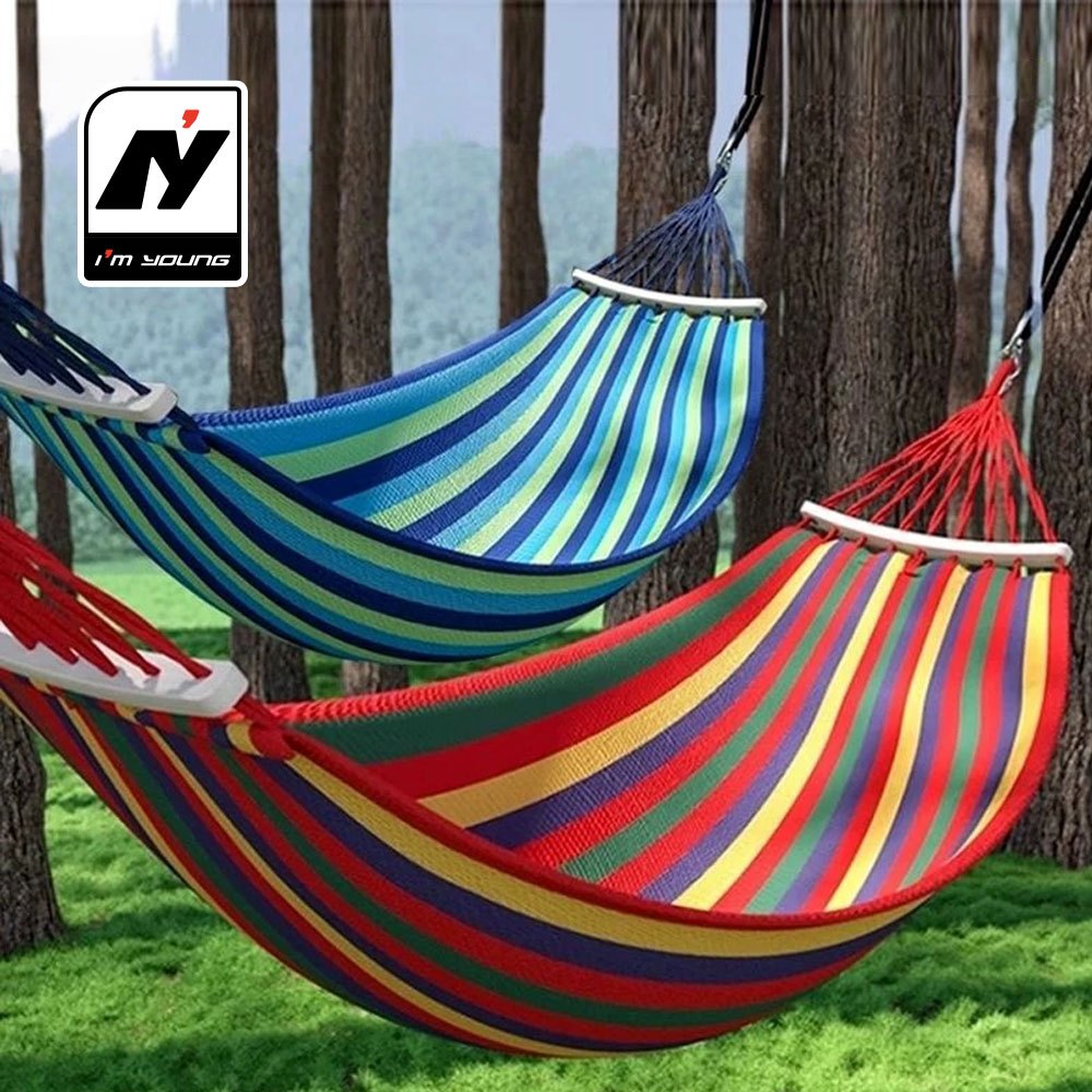 Canvas Hammock Camping Hiking Anti-roll Hammock Outdoor Foldable Travel ...