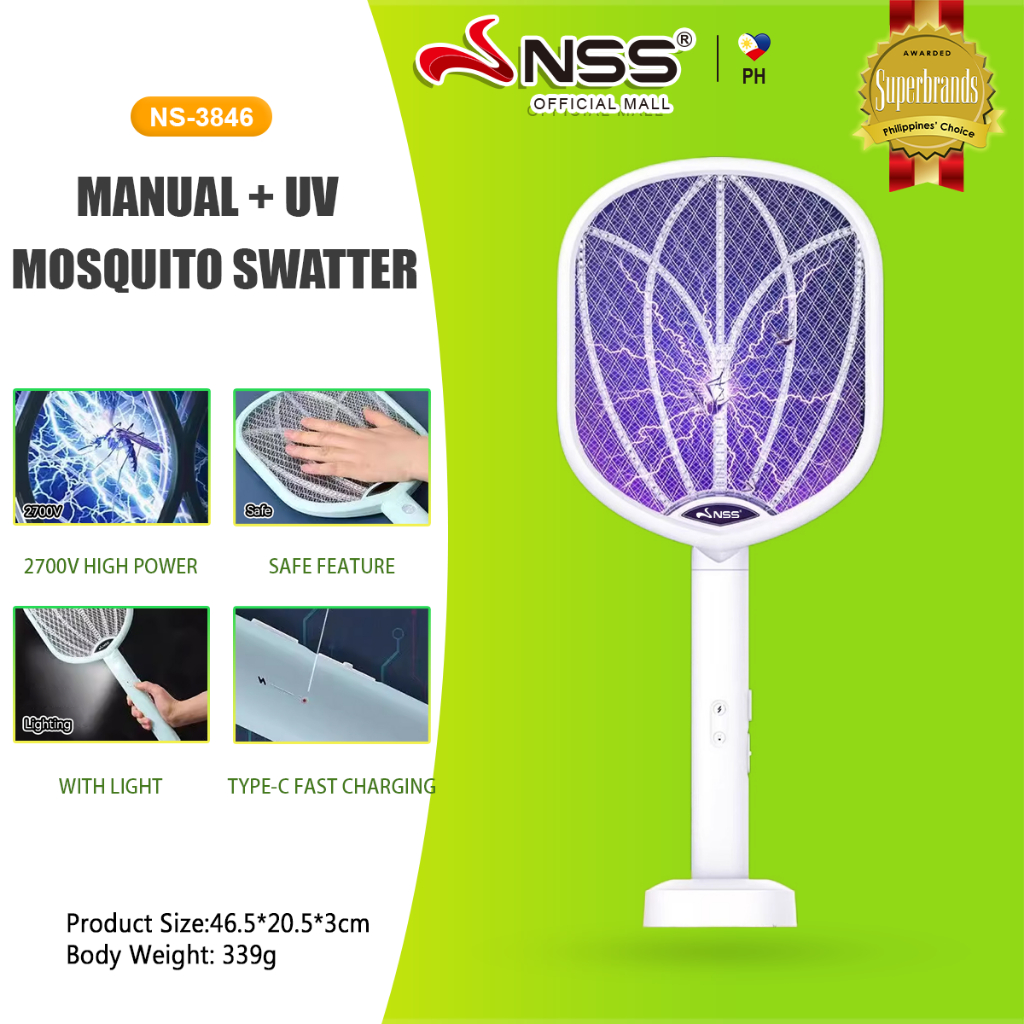NSS Rechargeable Electric Mosquito Swatter Fly Swatter Bug Zapper ...