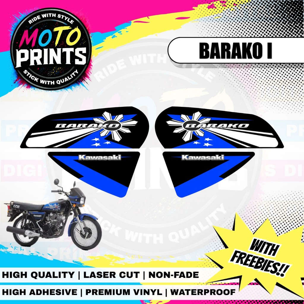 Kawasaki Barako 1 Motorcycle: Premium Laminated Stock Decals ...