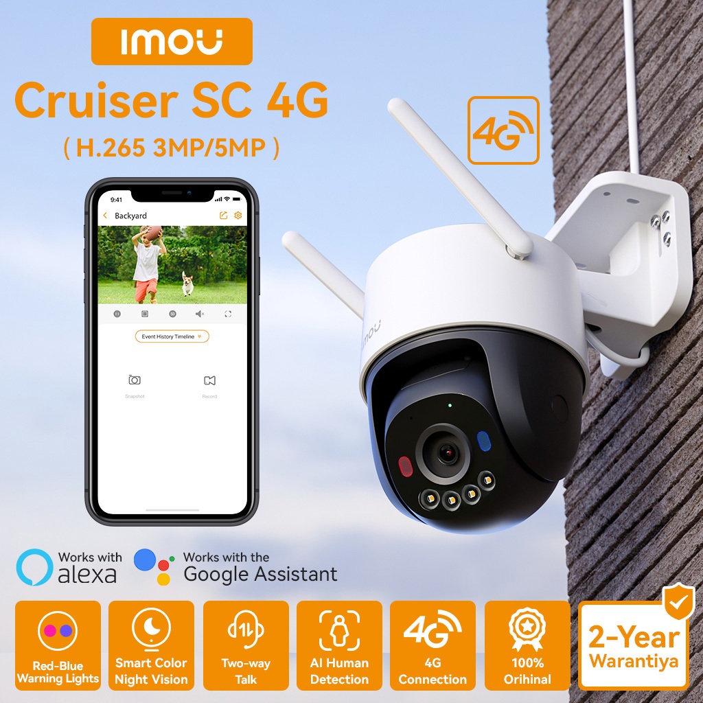 IMOU Cruiser SC 4G 5MP CCTV Security Outdoor Cameras IP Camera Red-Blue ...