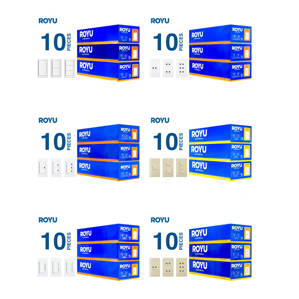 10Pcs ROYU SUPER Wide Series 1, 2, 3 Gang Switch/Outlet | Shopee ...