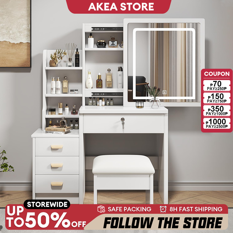 【Birthday Gift】Vanity Table with Mirror and Chair Multifunctional ...