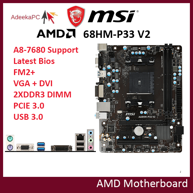 Used MSI A68HM-P33 V2 Desktop Motherboard DDR3 32G AMD Socket FM2/FM2+ A68 | Shopee Philippines