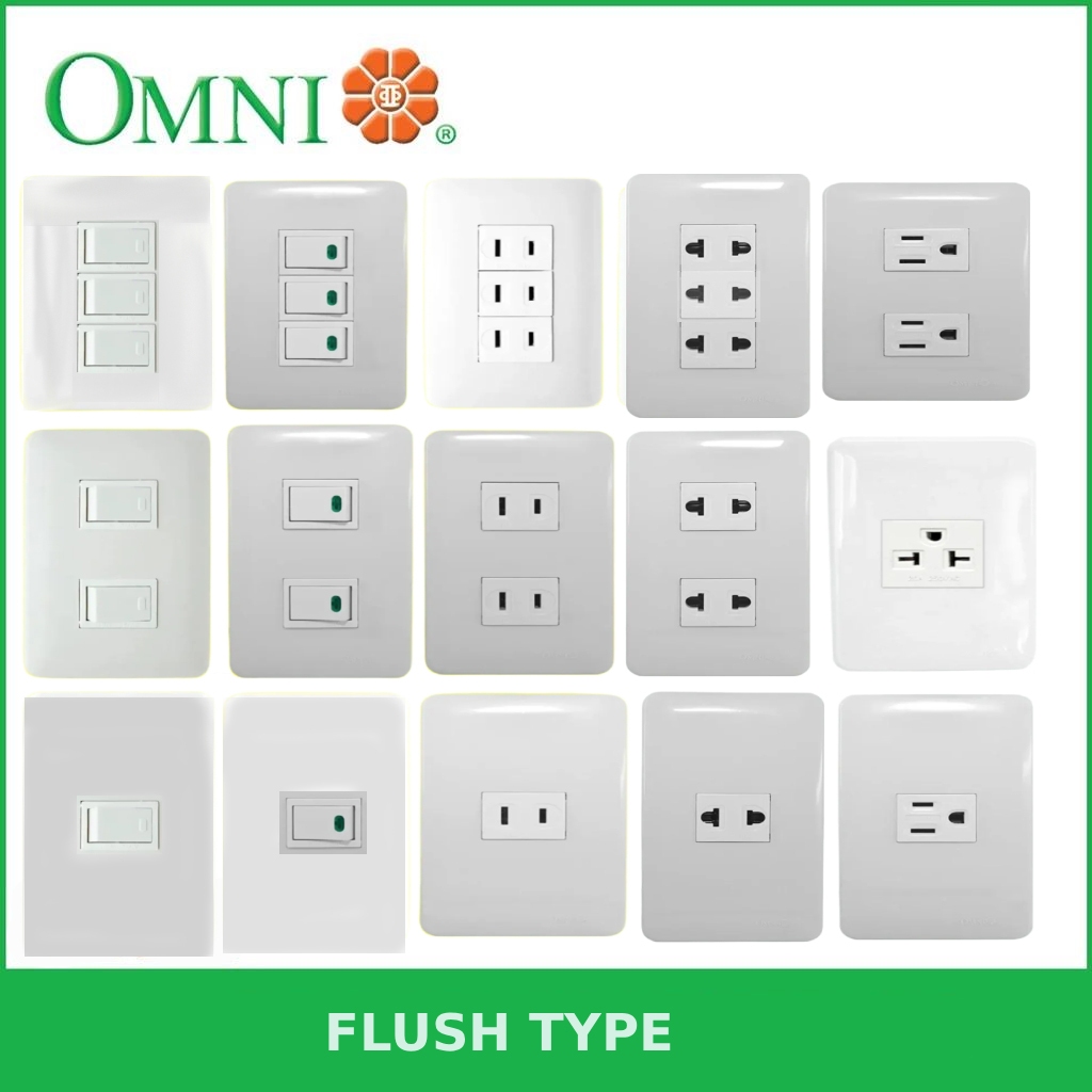 Omni Flush Type Universal Outlet and Switch (1Way,3Way,1GANG, 2GANG ...