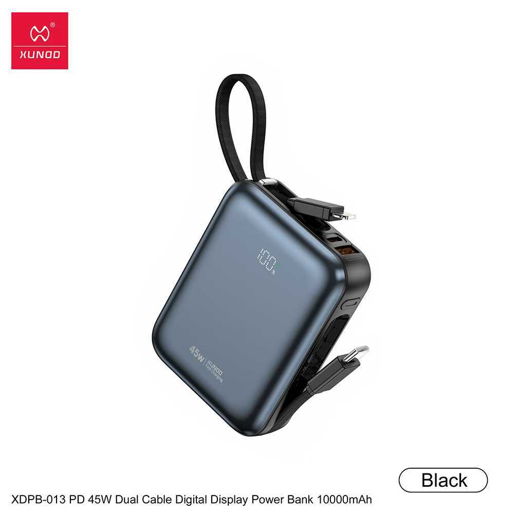 XUNDD XDPB-013 PD 45W Dual Cable Digital Display Power Bank 10000mAh ...