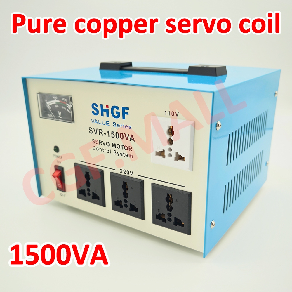 SHGF AVR Automatic Voltage Regulator 1500watts SVR-1500VA/5000VA Servo Type AVR Time Delay pure ...