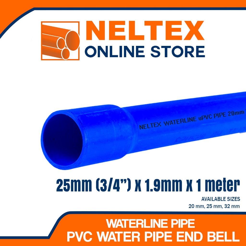 Neltex PVC Waterline Pipe (Blue) 25mm x 1meter with Bell Blue Pipe ...