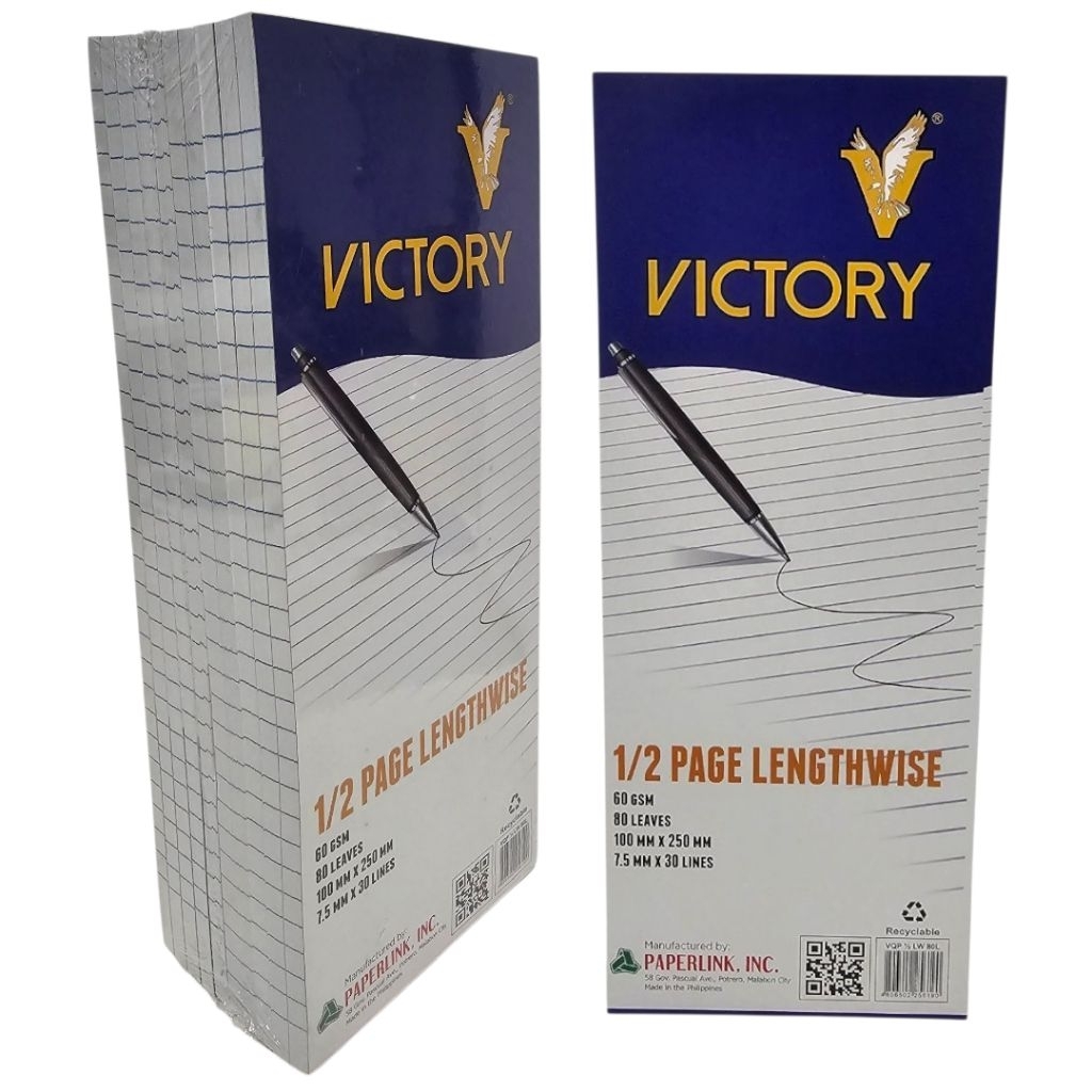 Victory Pad Paper 1/2 Page Lengthwise ( Set of 10 Pads) | Shopee ...