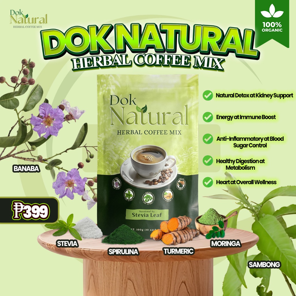 1 Pouch - Dok Natural Herbal Coffee Mix - With Moringa and Spirulina - Natural Diuretic | Shopee ...
