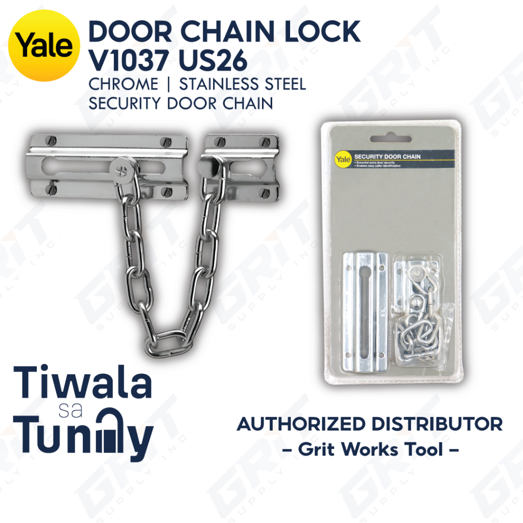 YALE Door Chain Lock V1037 US26 – Chrome | Stainless Steel Security ...