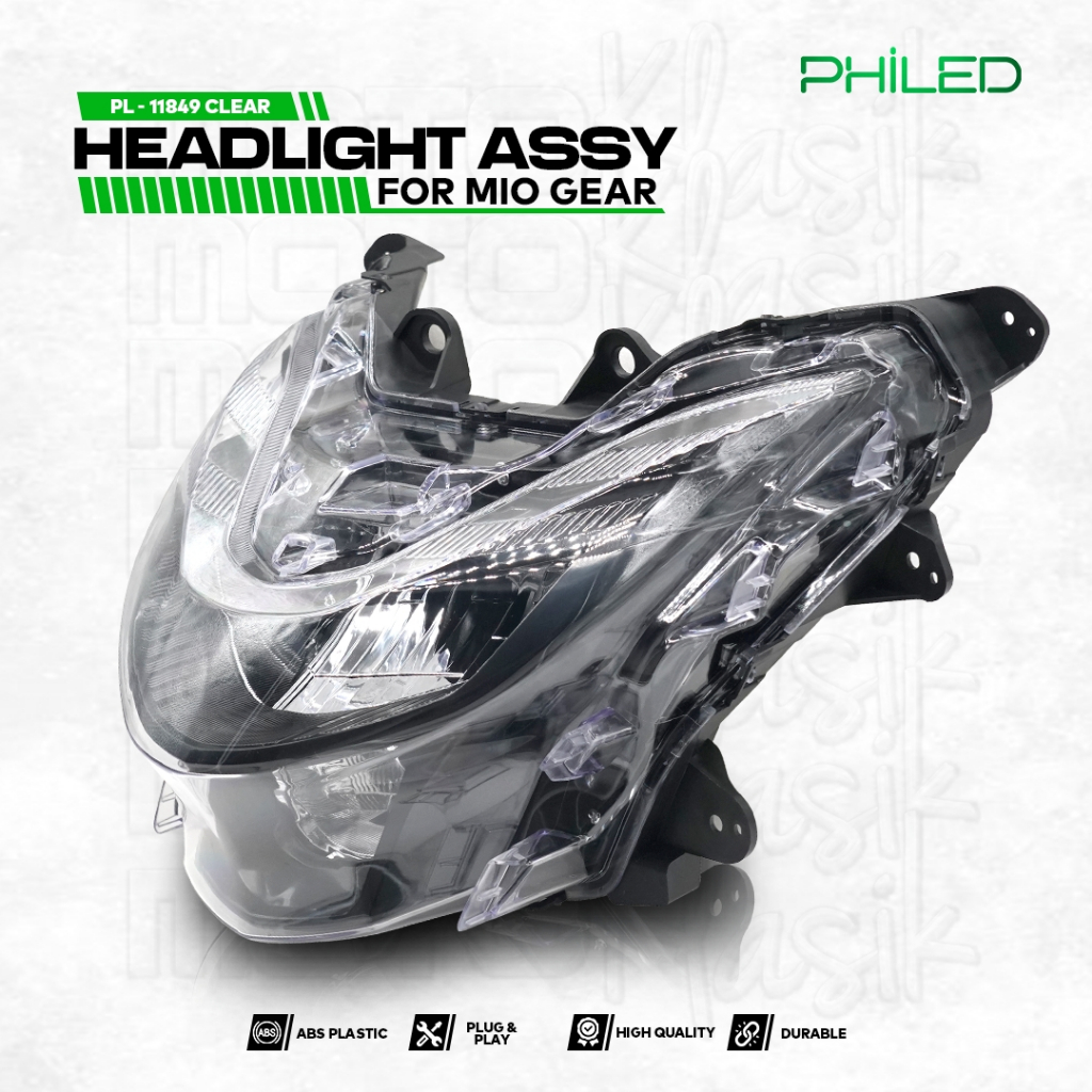 PHILED YAMAHA MIO GEAR 125 HEADLIGHT ASSY PL-11849 CLEAR LENS HEADLIGHT ...