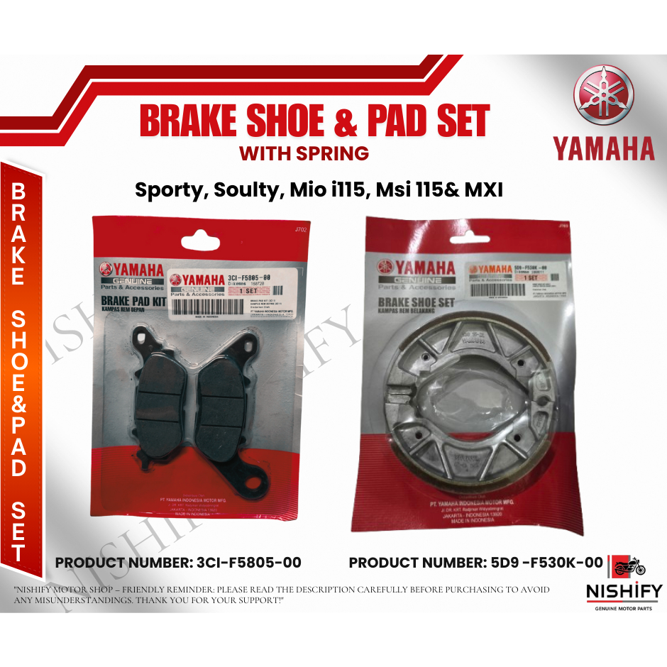 YAMAHA BRAKE PAD & BRAKE SHOE WITH SPRING SET FOR MIO SPORTY, SOULTY ...