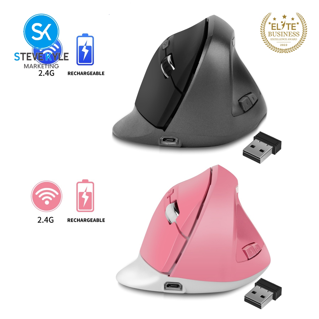 Steve Kyle BW883 Vertical Ergonomic Wireless Mouse For Computer Laptop ...