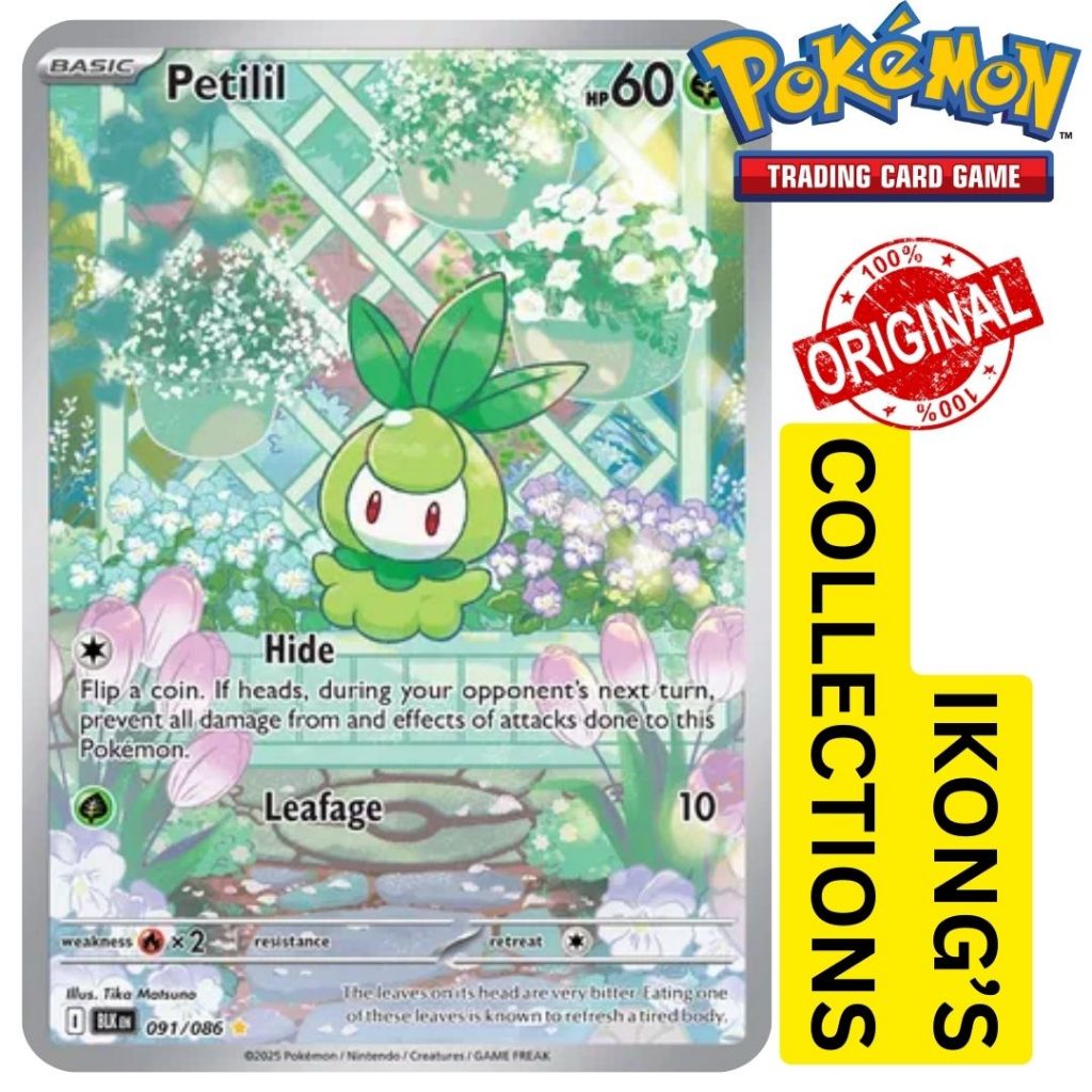 Petilil Full Art Pokémon Black Bolt BLK Card number 091/086 Rarity ...
