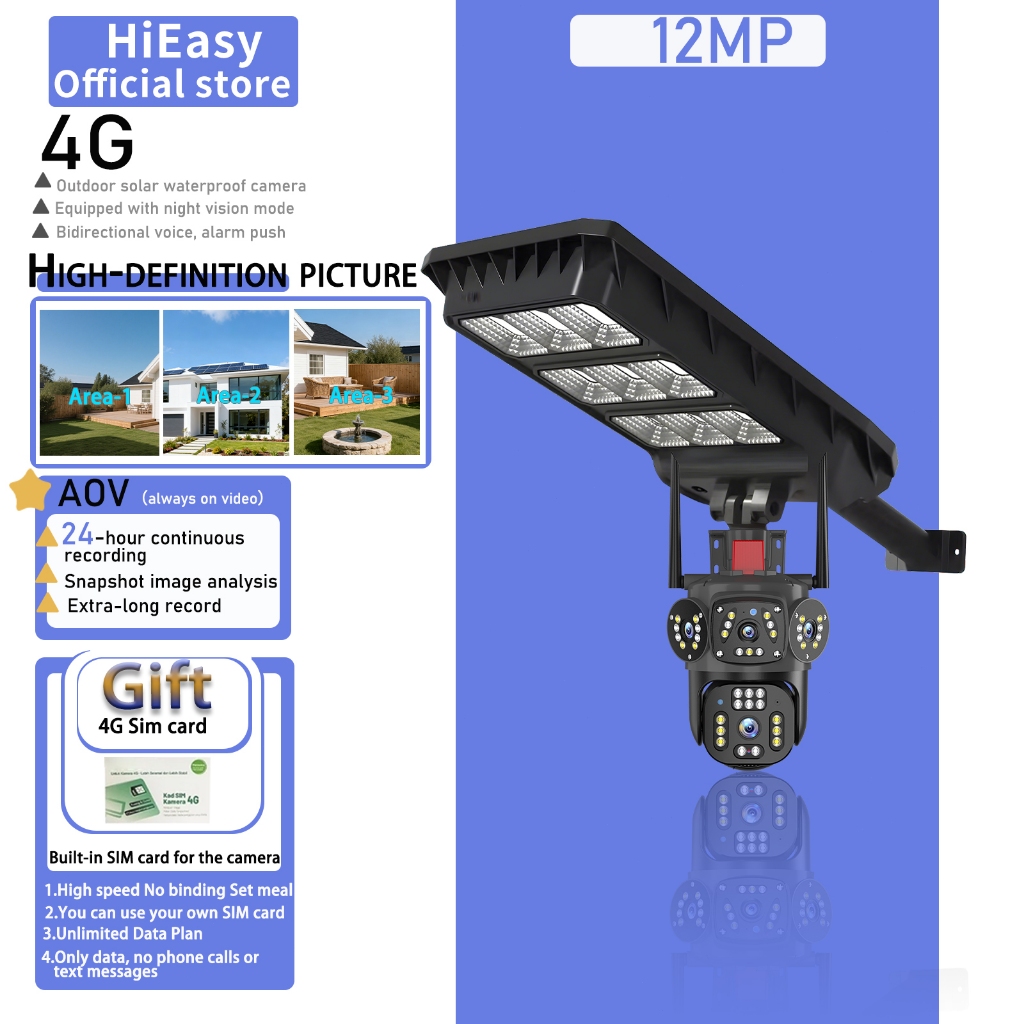 HiEasy AOV Solar street light with surveillance camera. No need to plug ...