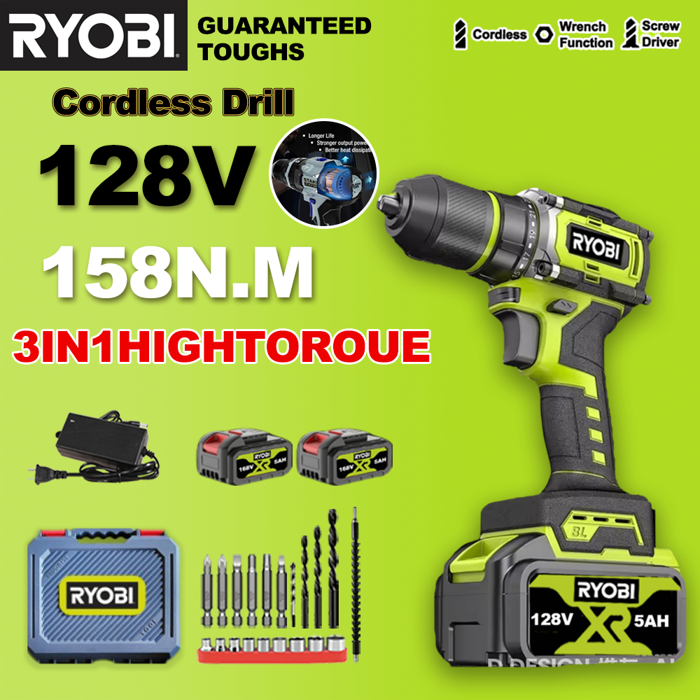 RYOBI Brushless Cordless Impact Drill Electric Hammer Drill With ...