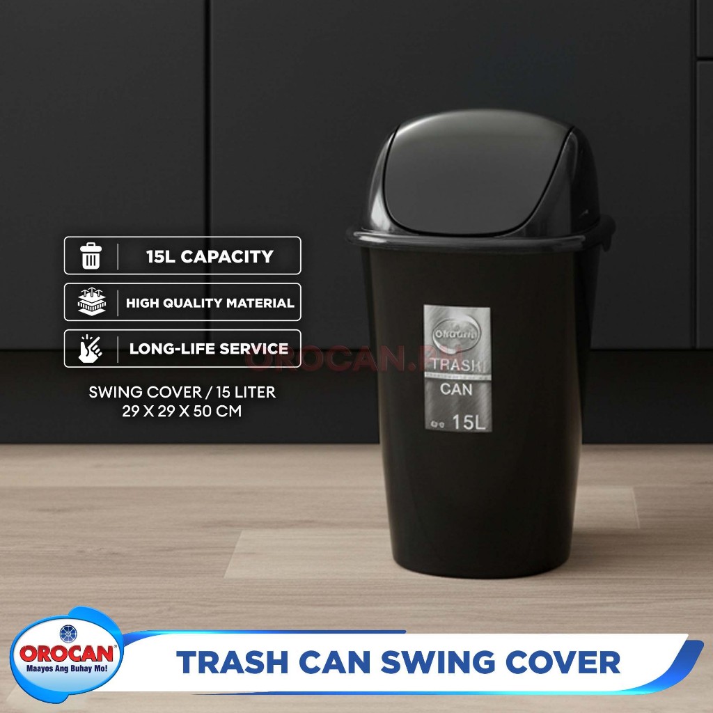 Orocan Trash Can with Swing Cover / Trash Bin Garbage Can Basurahan 15 ...