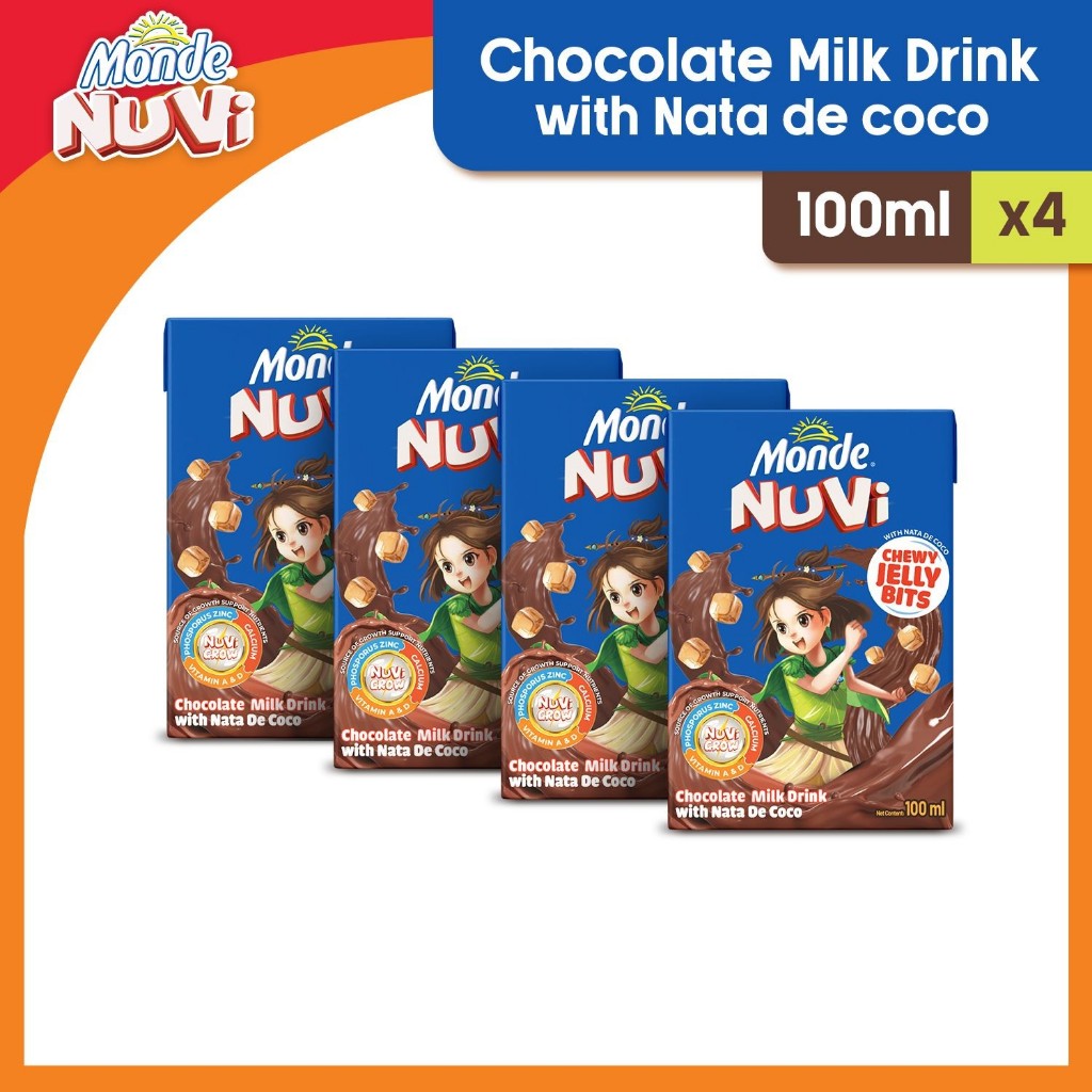 Monde Nuvi Chocolate Milk Drink with Nata de Coco 100ml X 4 | Shopee ...