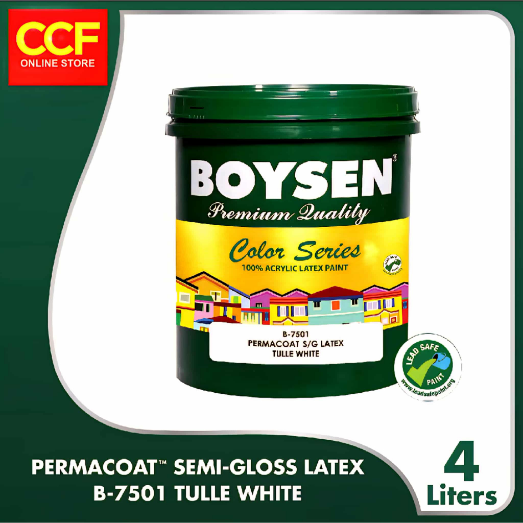 BOYSEN Permacoat Semi Gloss Latex Tulle White B7501 4 Liters / 1 Gallon ...