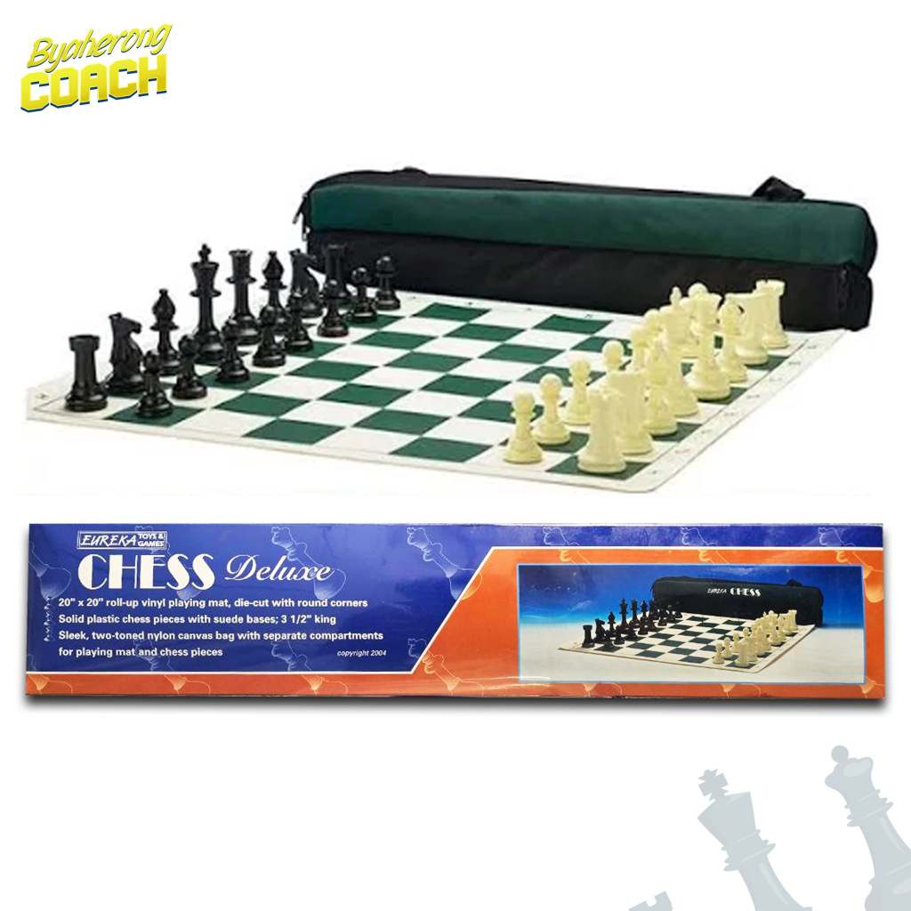 Deluxe Chess Set with Roll-Up Board & Carrying Bag – 20"x20" Vinyl Mat ...