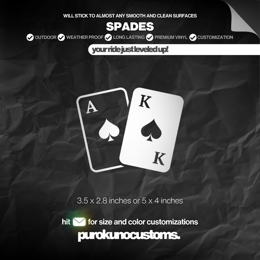 SPADES Cutout Sticker Decal for Motorcycle, Car, and Bike | PUROKUNO ...