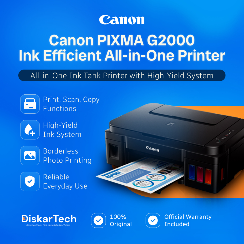 Canon Pixma G2000 Ink Efficient All in One Printer | Shopee Philippines