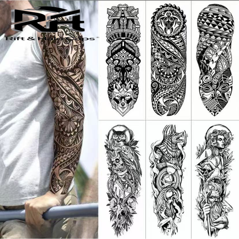【RH】WaterproofTemporary Tattoo Large Arm Body Art Tattoos Long Last ...