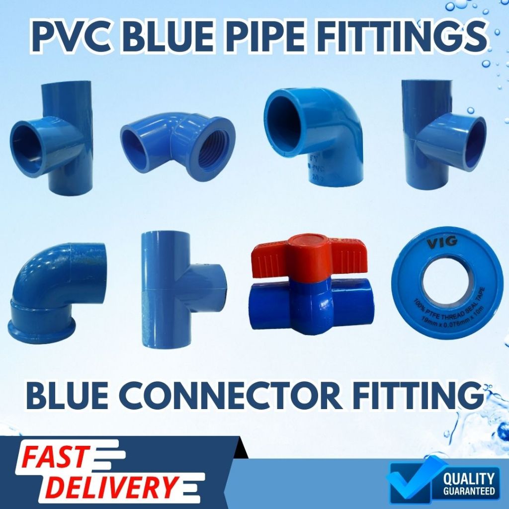PVC Blue Pipe Fittings 1/2'' 3/4'' Tee, Cap, Male & Female Adapter ...