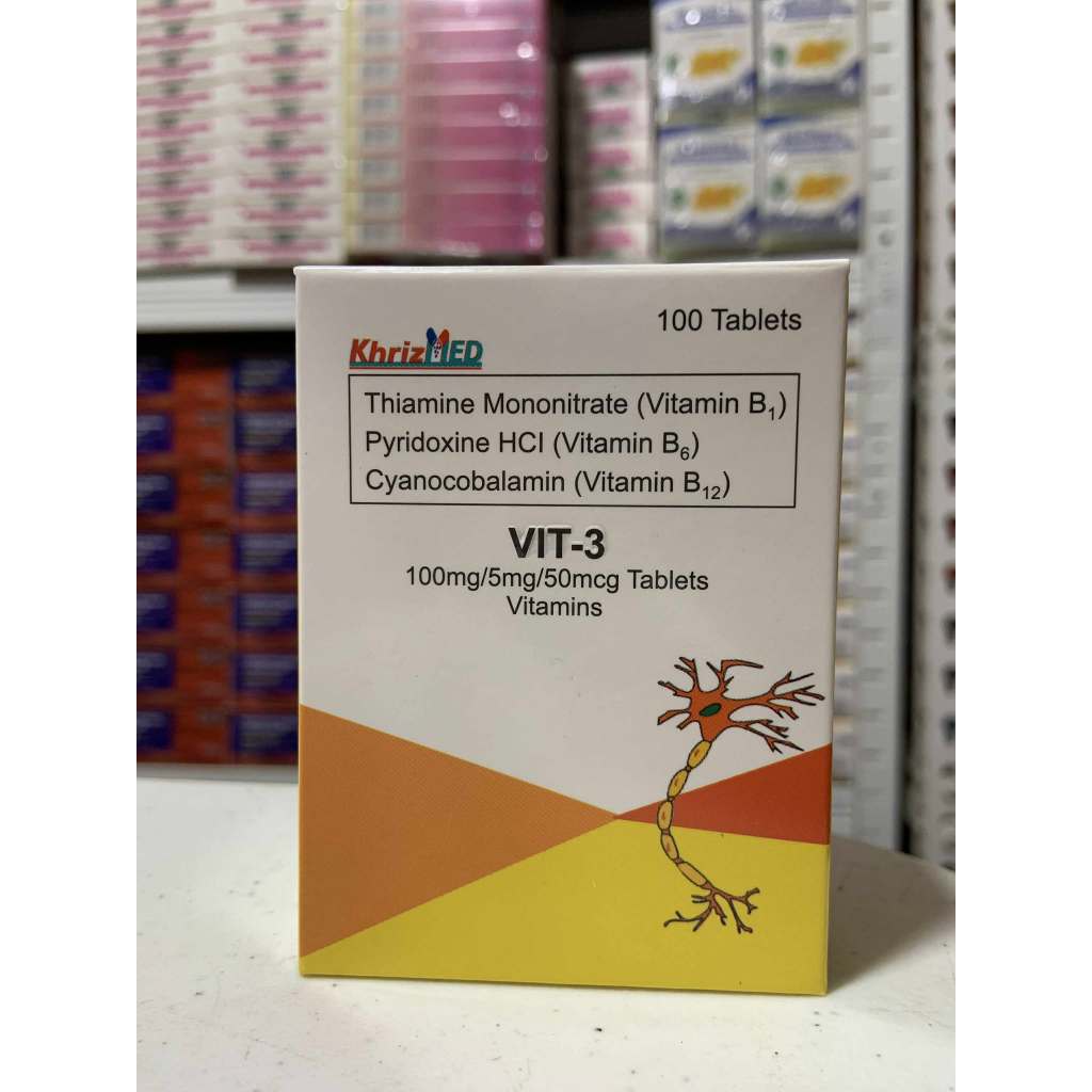 VITAMIN B1,B6,B12 VIT-3 100MG/5MG/50MCG/ TABLETS 100'S | Shopee Philippines