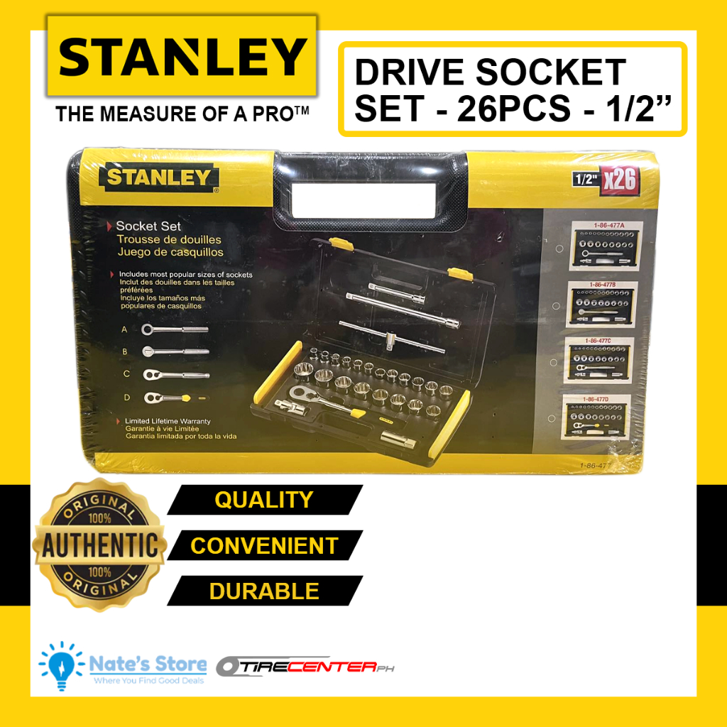 Stanley 26 Pieces 1/2" Drive Socket Wrench Set Model #86-477 (10-32mm ...