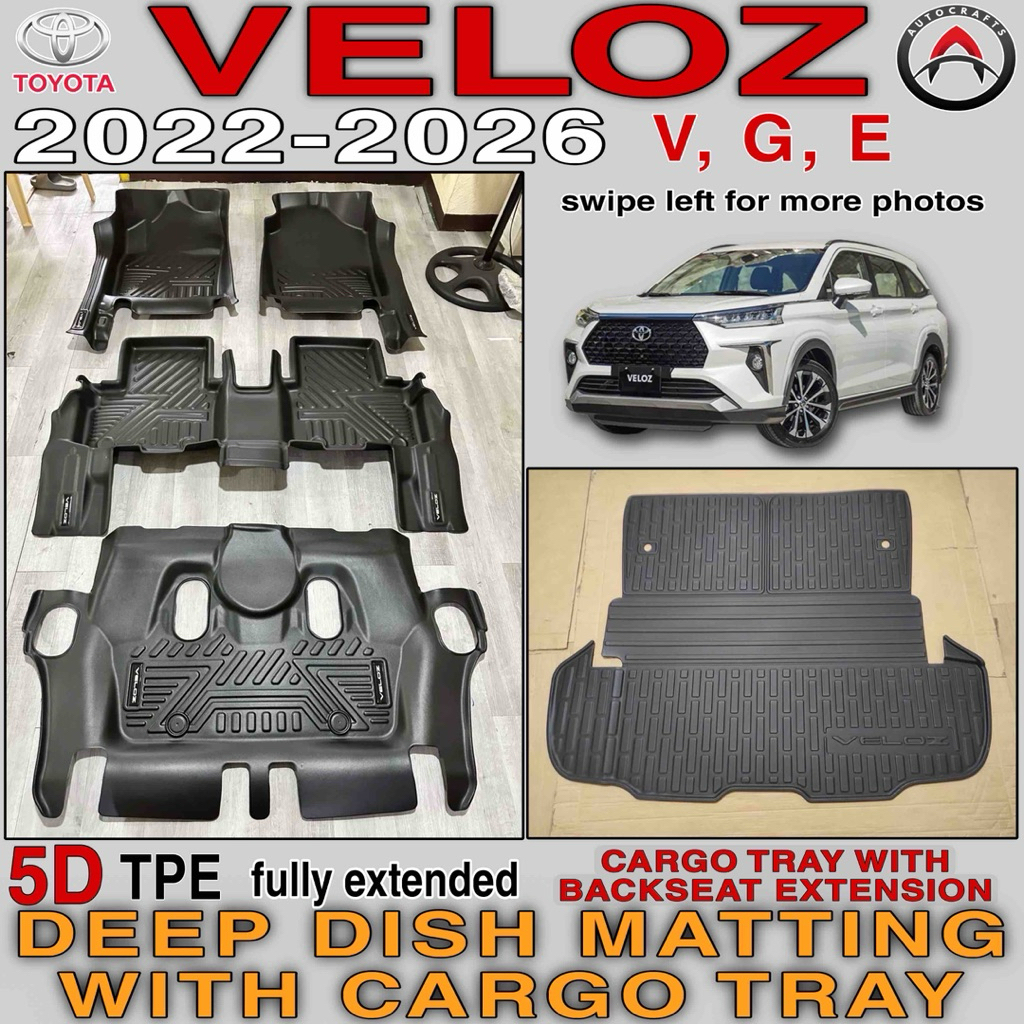 Toyota Veloz 2022-2026 5D Fully Extended Deep Dish Matting with Cargo ...