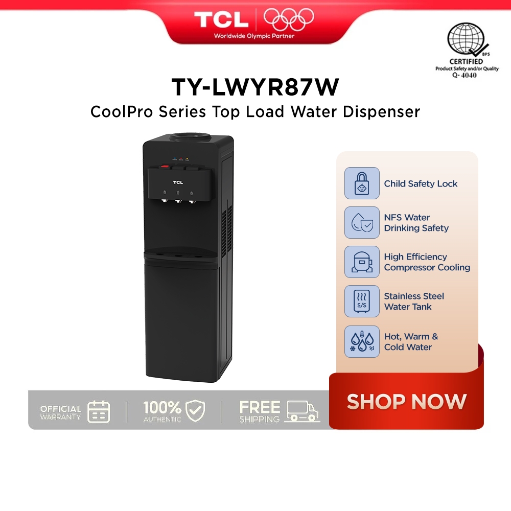 TCL CoolPro Series Top Loading Water Dispenser- TY-LWYR87W, Black, With ...