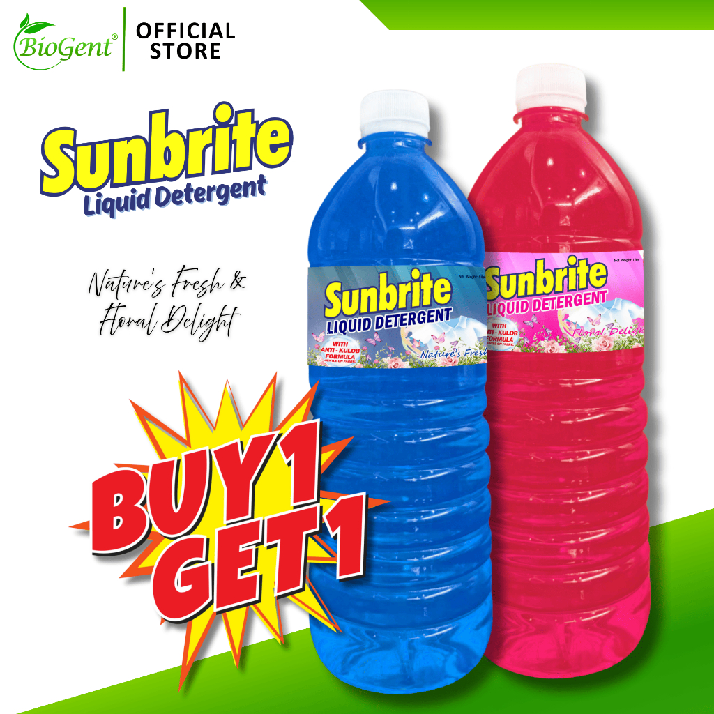 BUY 1 GET 1 | BioGent Sunbrite Liquid Detergent 1000ml | Shopee Philippines