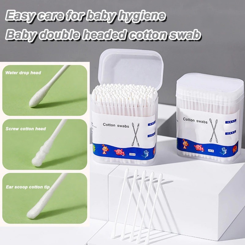 200pcs Baby Cotton Swab Thebest 3 in 1 Cotton Swab(for ears, nose ...